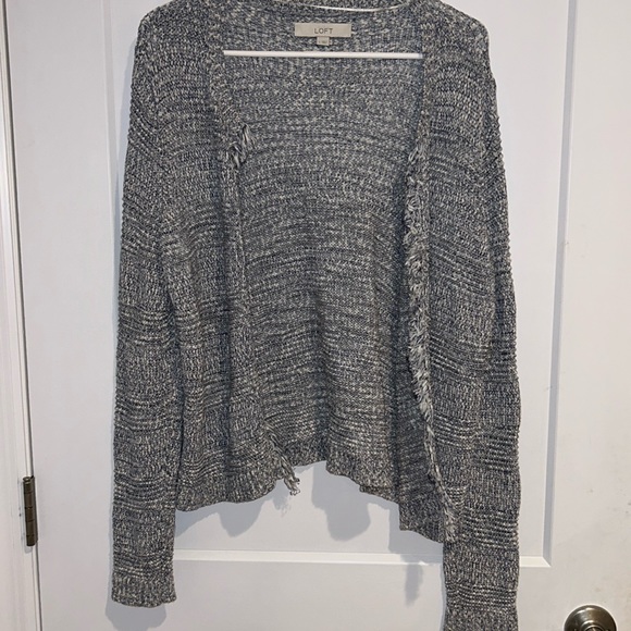LOFT | Sweaters | Loft Blue White Cropped Cardigan | Poshmark